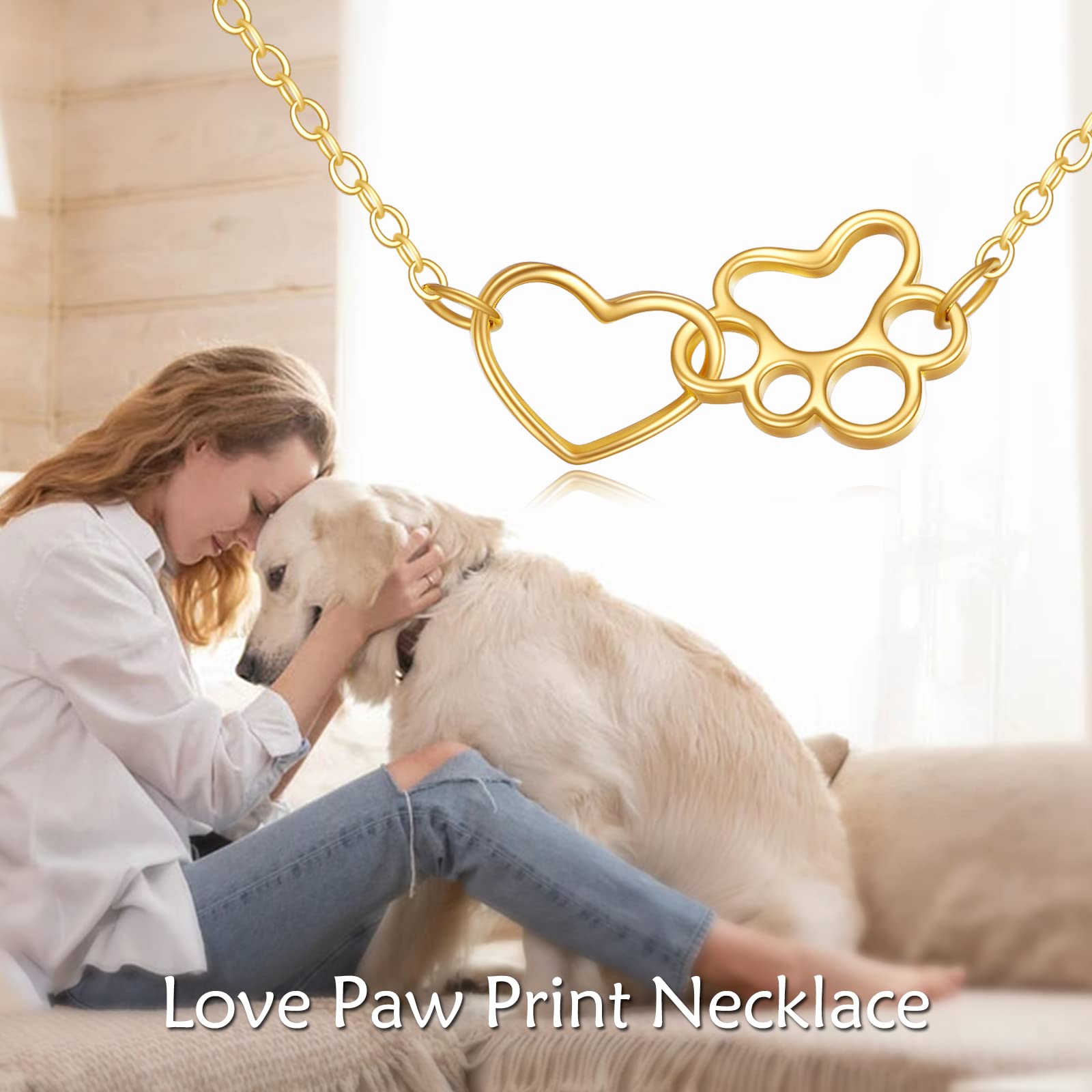 Heart Paw Linked Interlock Necklace - Spartarget